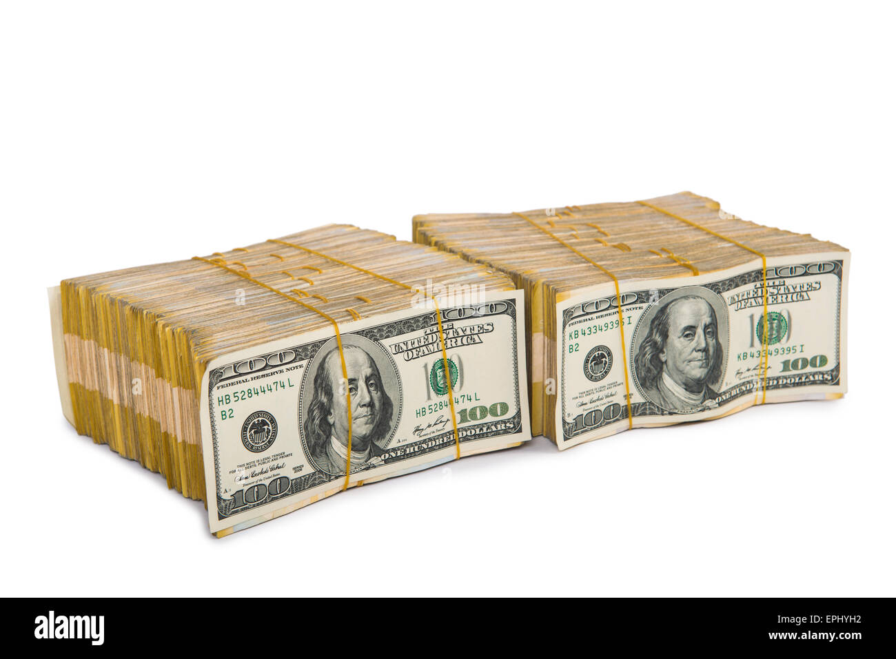 American dollar stack isolated on the white Stock Photo - Alamy