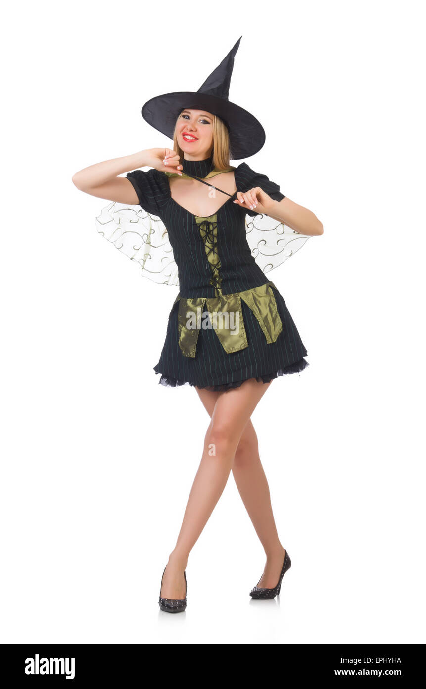 Woman magician doing her tricks with wand Stock Photo - Alamy