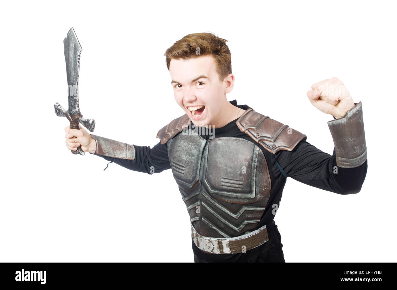 Funny knight isolated on the white background Stock Photo - Alamy