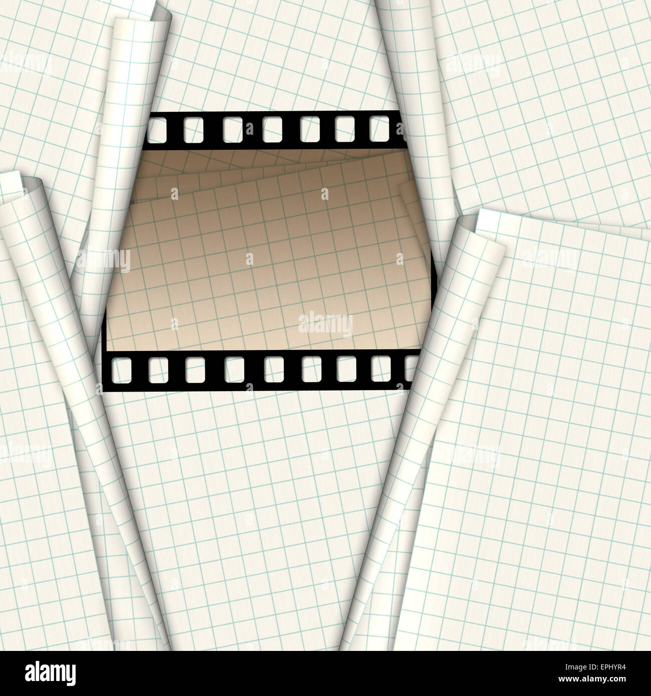 Old paper slides for photos on notebook sheet Stock Photo - Alamy