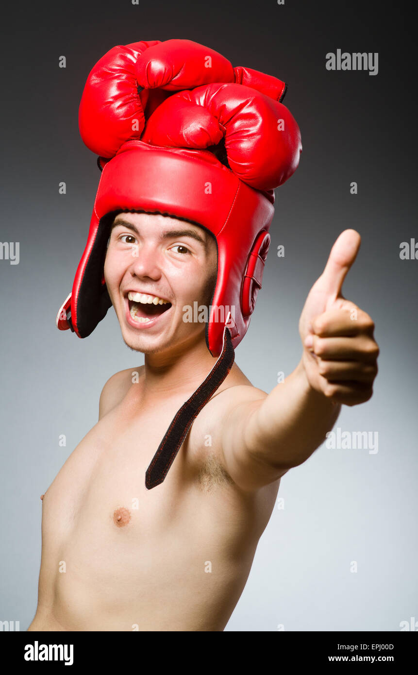 Funny boxer against dark background Stock Photo - Alamy