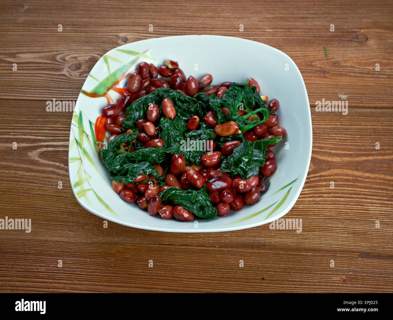 Spinach with Peanuts Stock Photo - Alamy