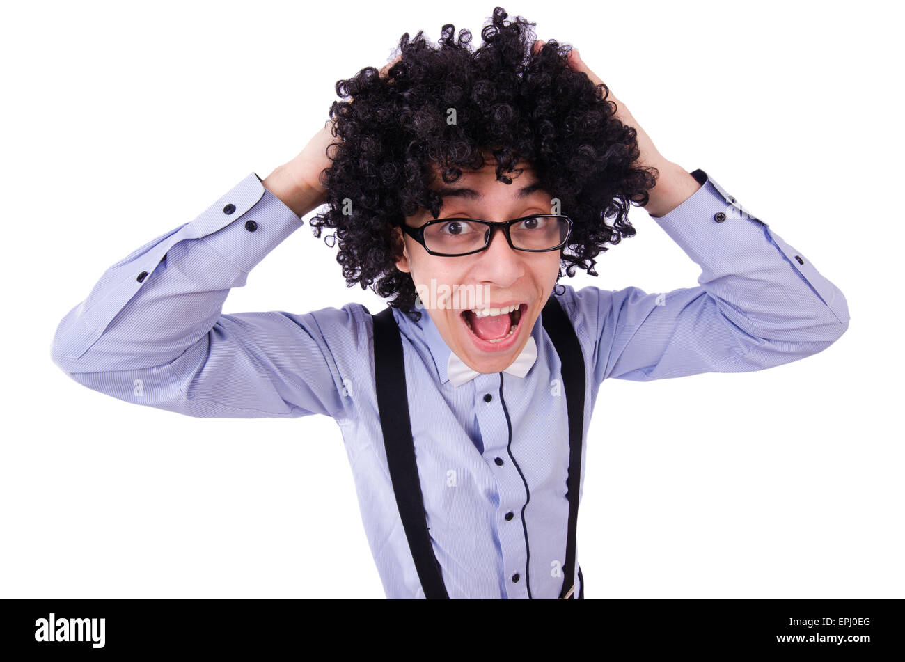 Funny guy isolated on the white background Stock Photo - Alamy