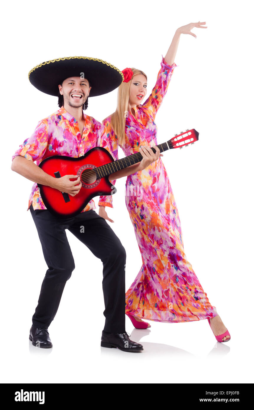 Spanish pair playing guitar and dancing Stock Photo - Alamy