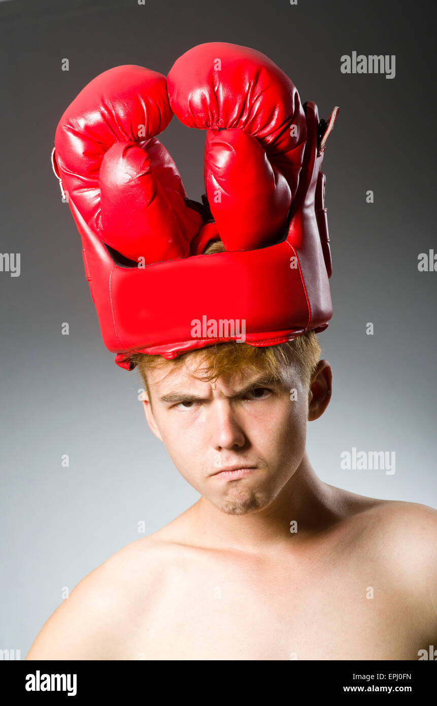 Funny nerd boxer in sport concept Stock Photo - Alamy