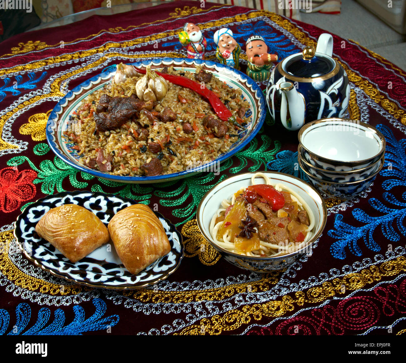 food set Central Asian cuisine Stock Photo - Alamy