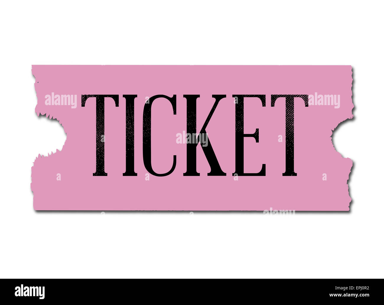 A pink cinema style ticket over a white background Stock Photo - Alamy
