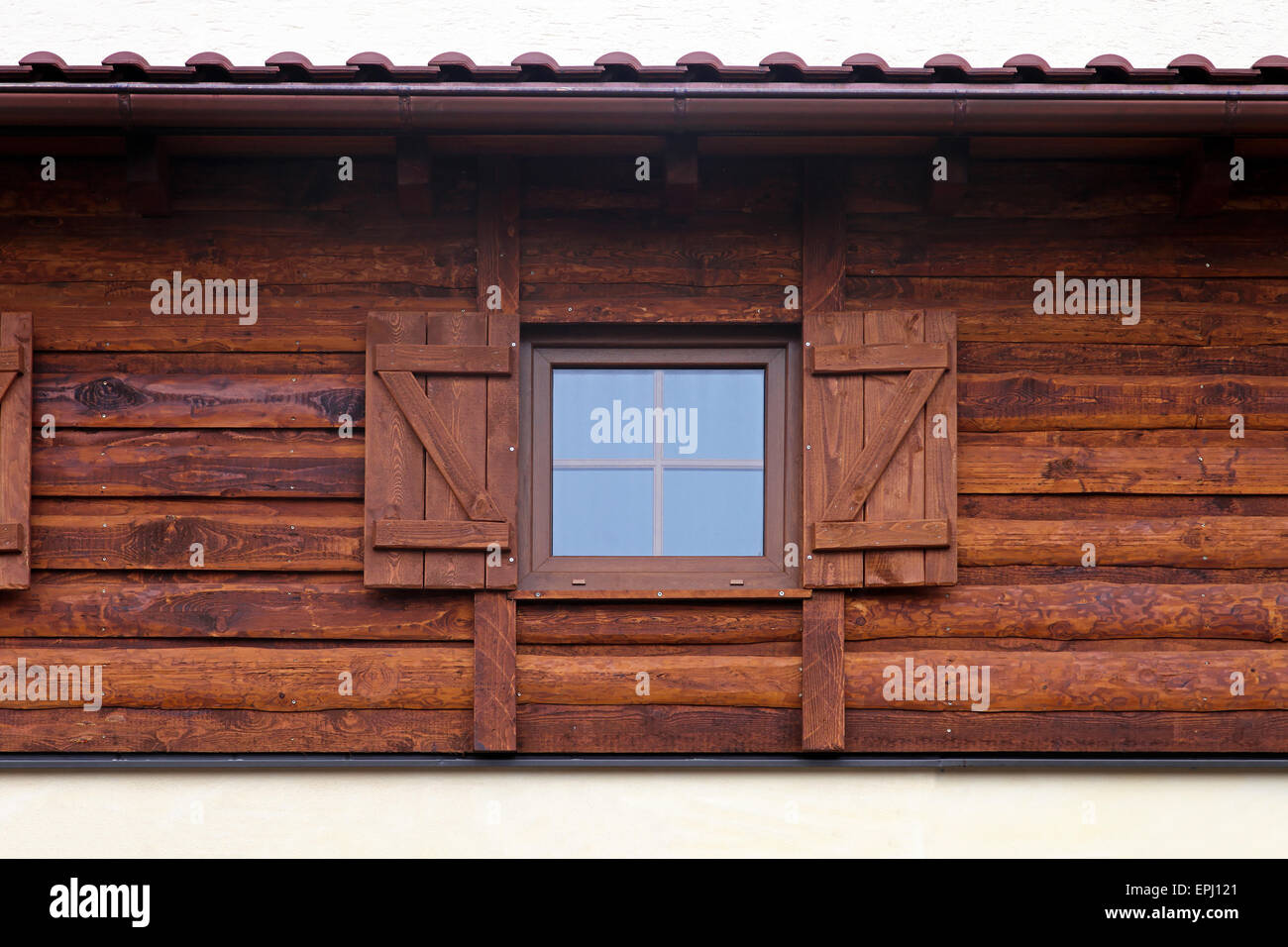 Log house window Stock Photo - Alamy