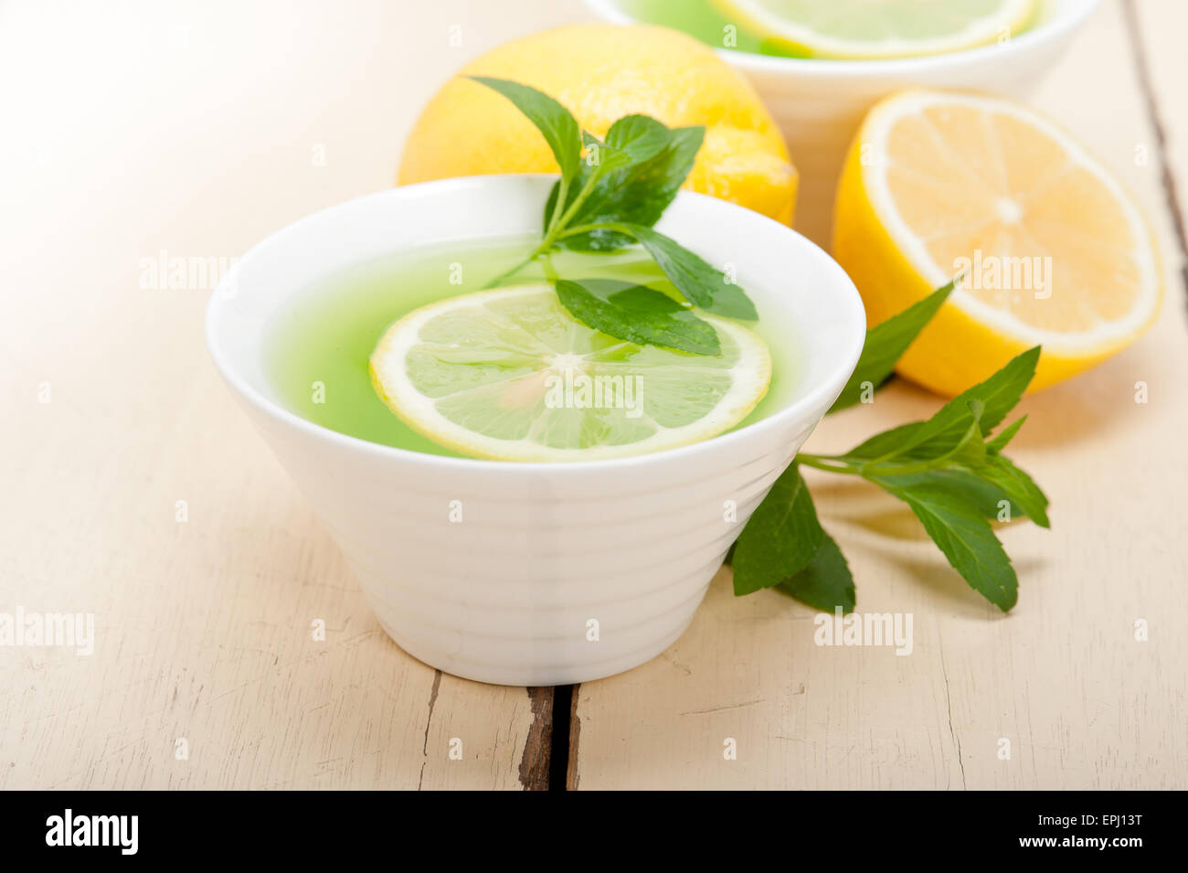 mint infusion tea tisane with lemon Stock Photo - Alamy