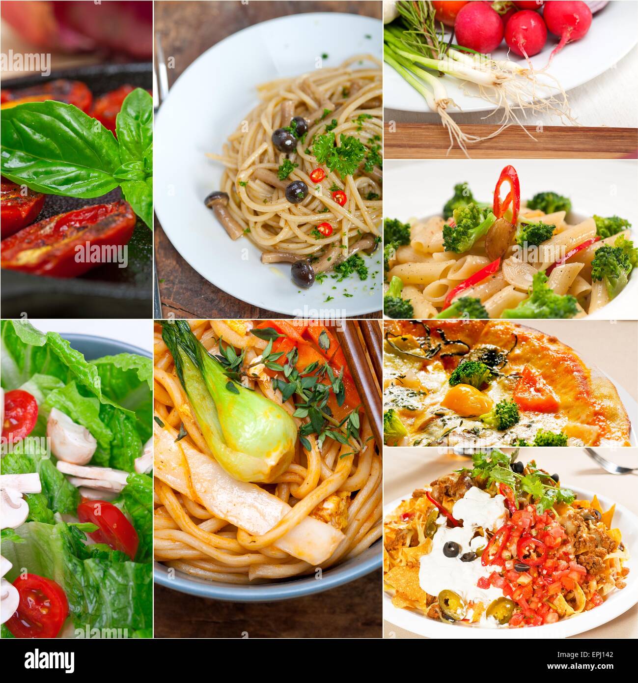 healthy Vegetarian vegan food collage Stock Photo - Alamy