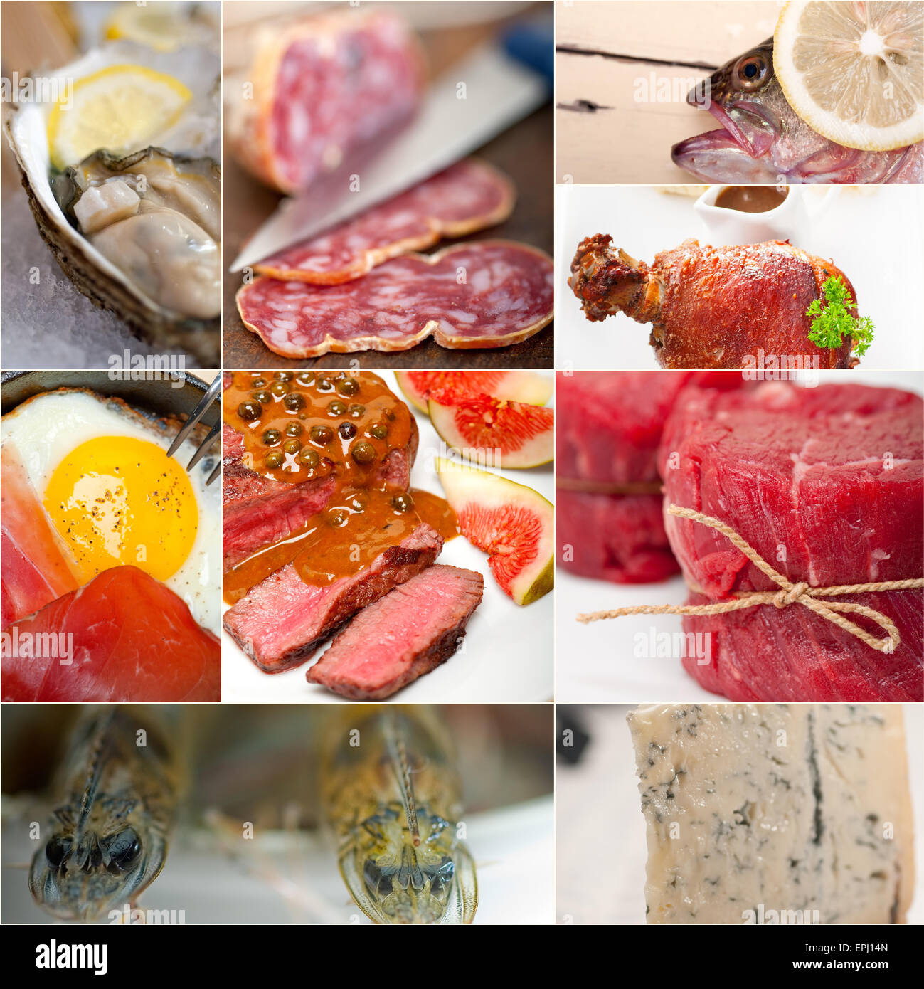 high protein food collection collage Stock Photo - Alamy
