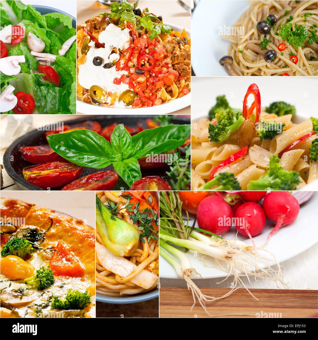 healthy Vegetarian vegan food collage Stock Photo - Alamy