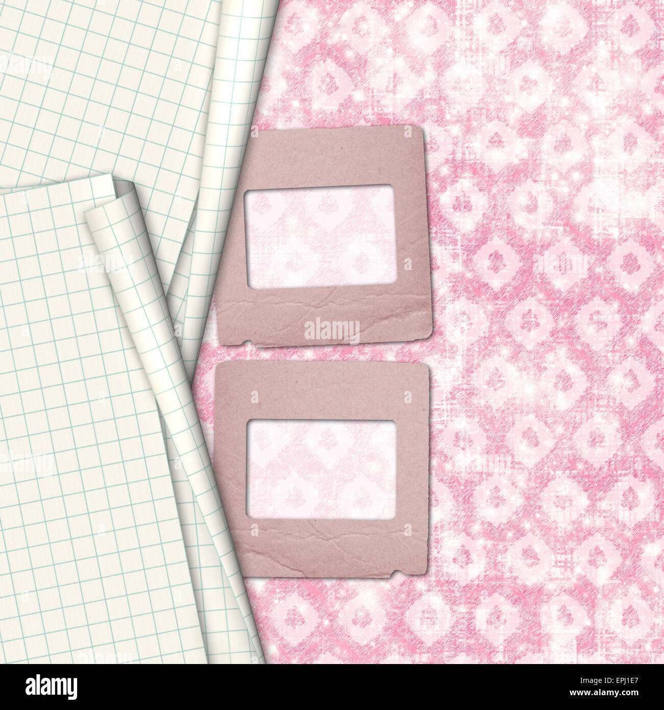 Old paper slides for photos on notebook sheet Stock Photo - Alamy