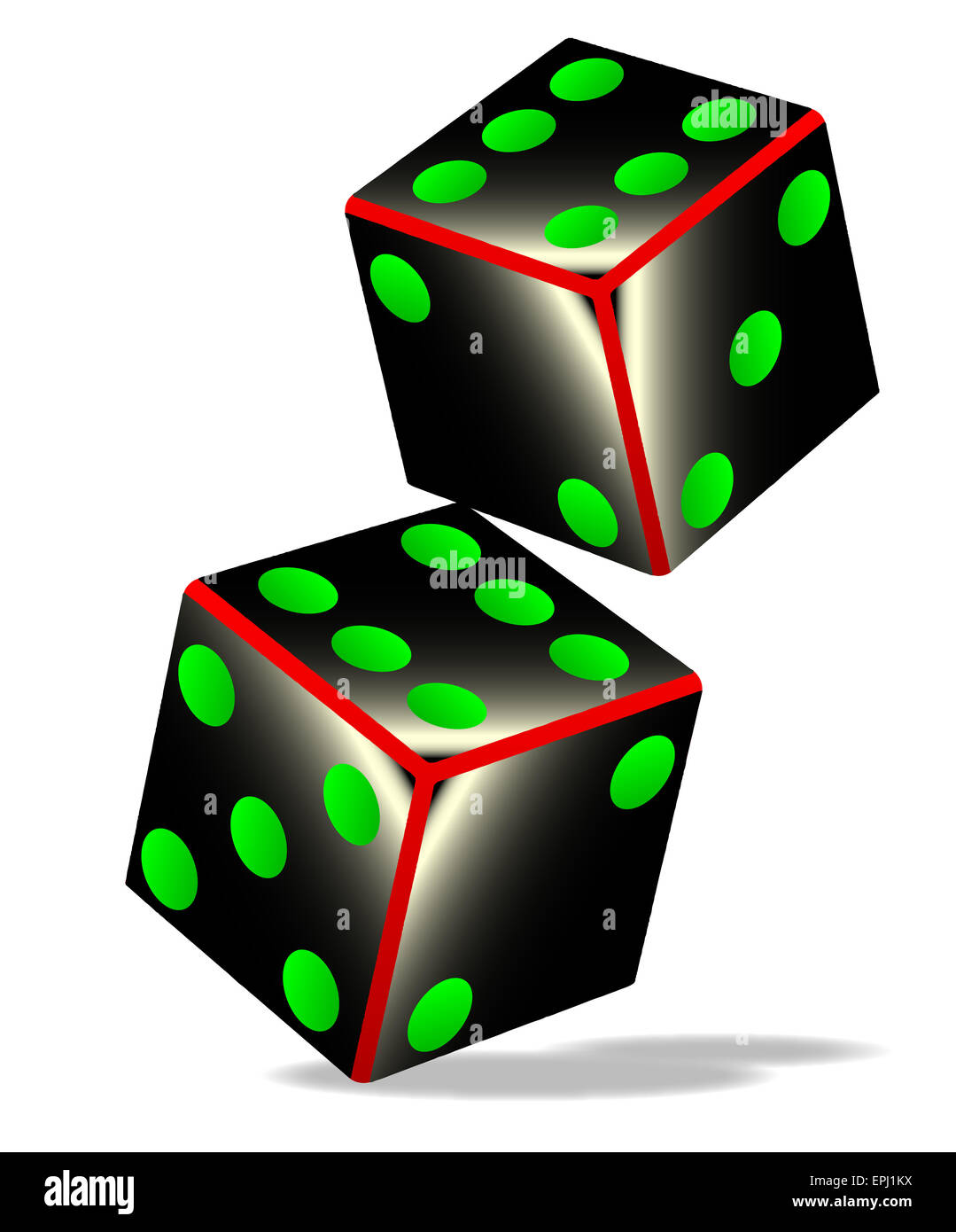Two tumbling dice over a white background Stock Photo - Alamy