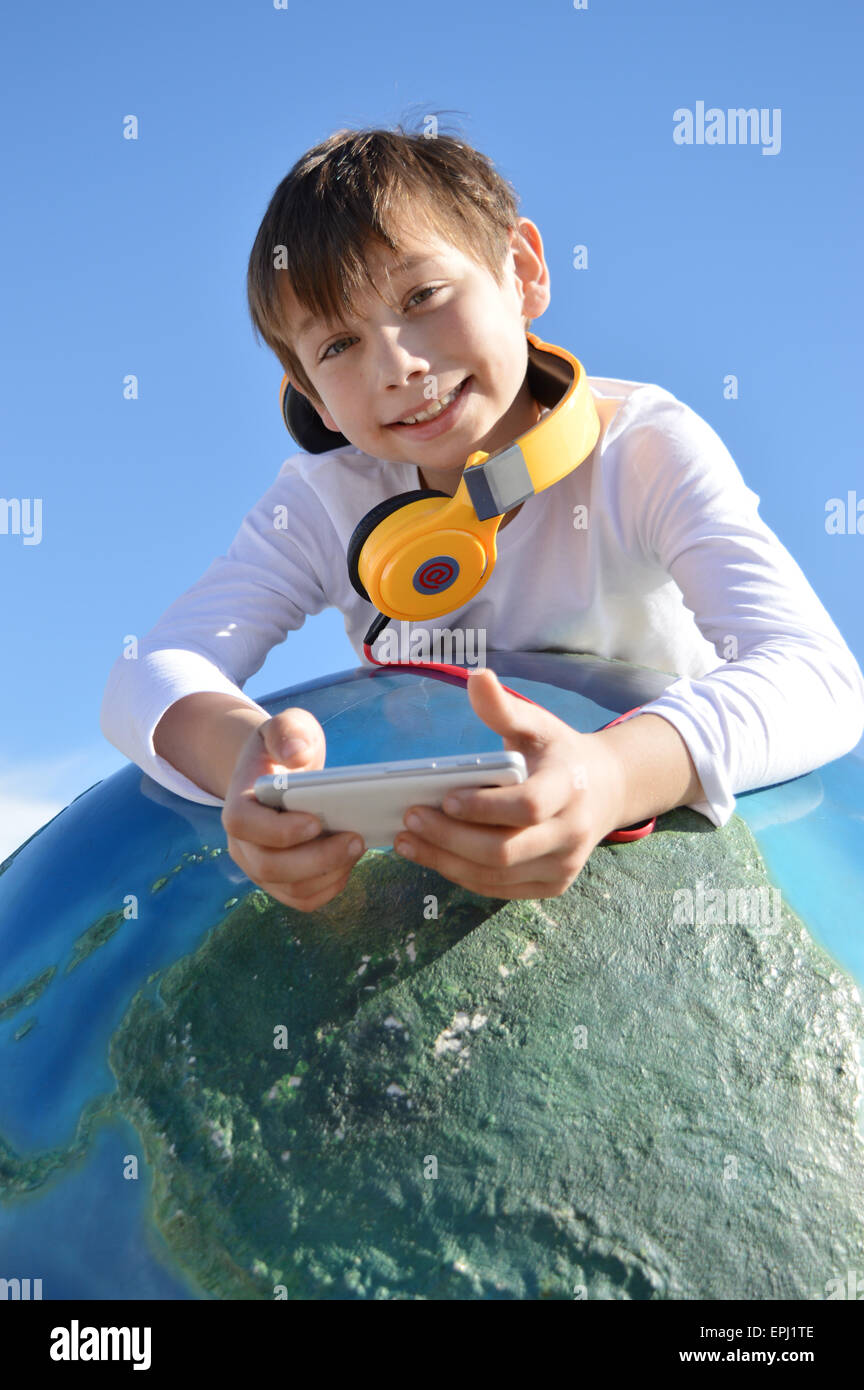boy with smartphone Stock Photo - Alamy