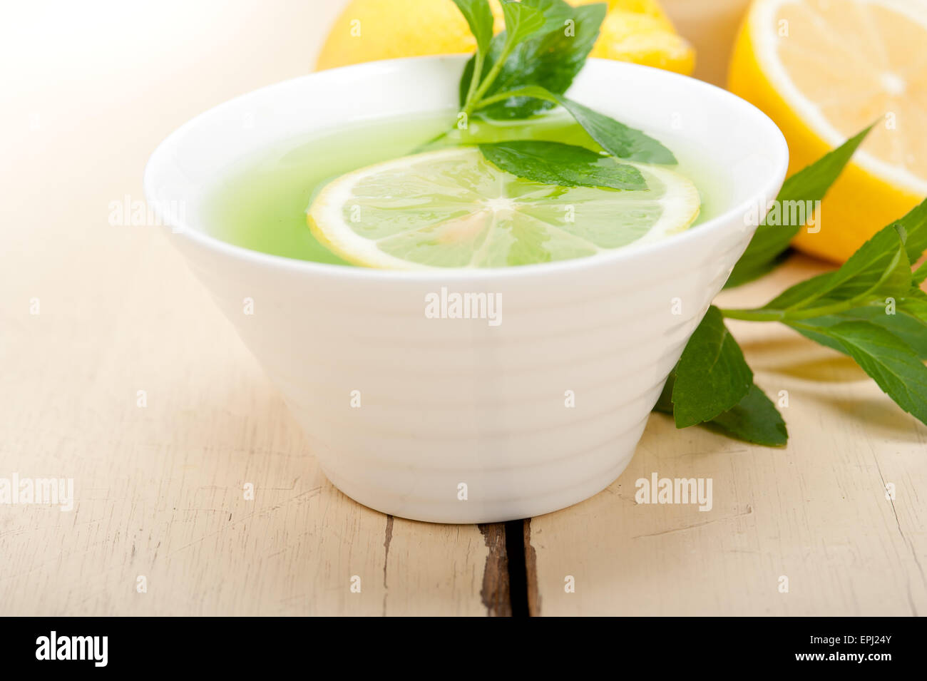 mint infusion tea tisane with lemon Stock Photo - Alamy