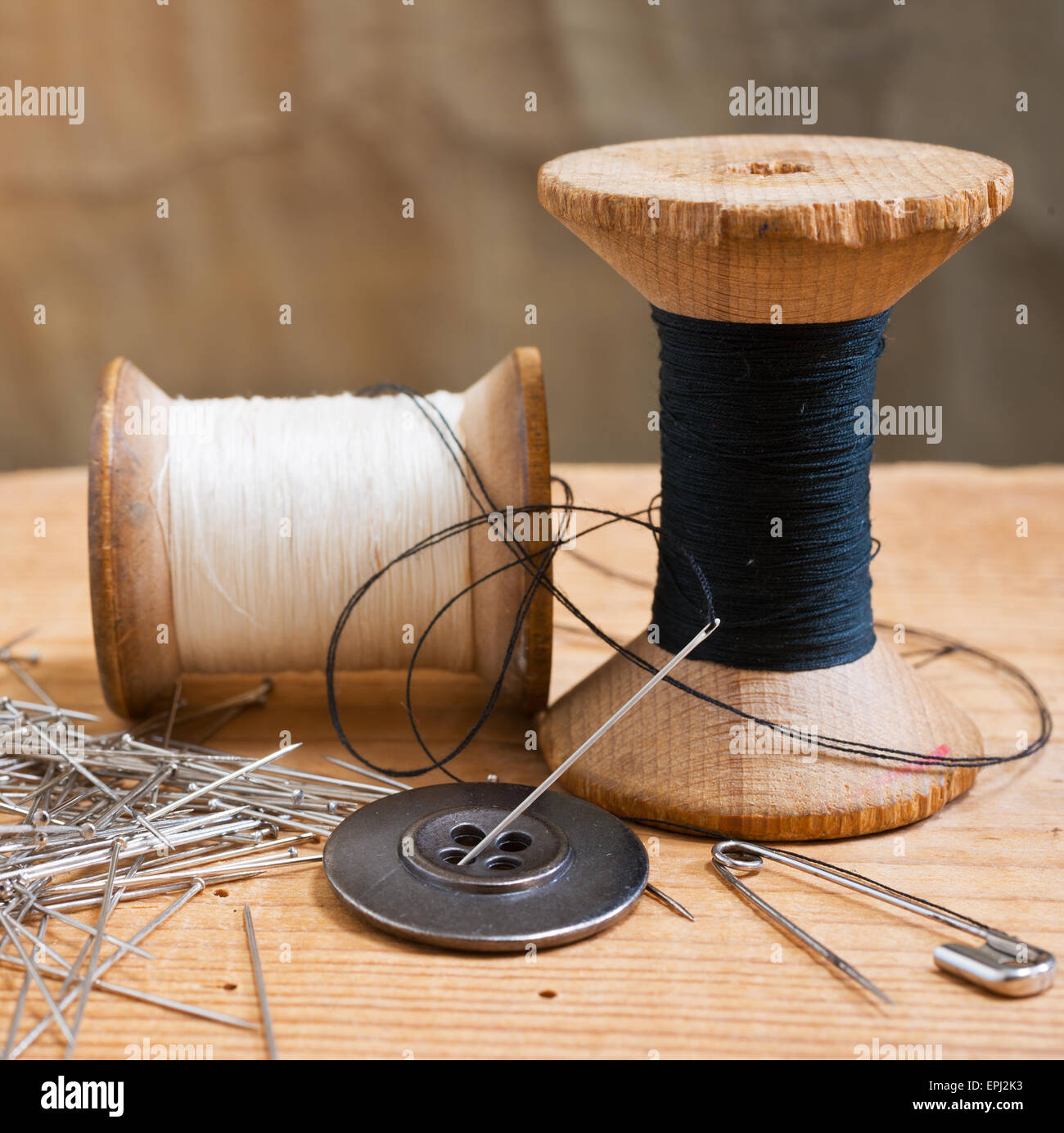 Vintage spool thread silk hi-res stock photography and images - Alamy