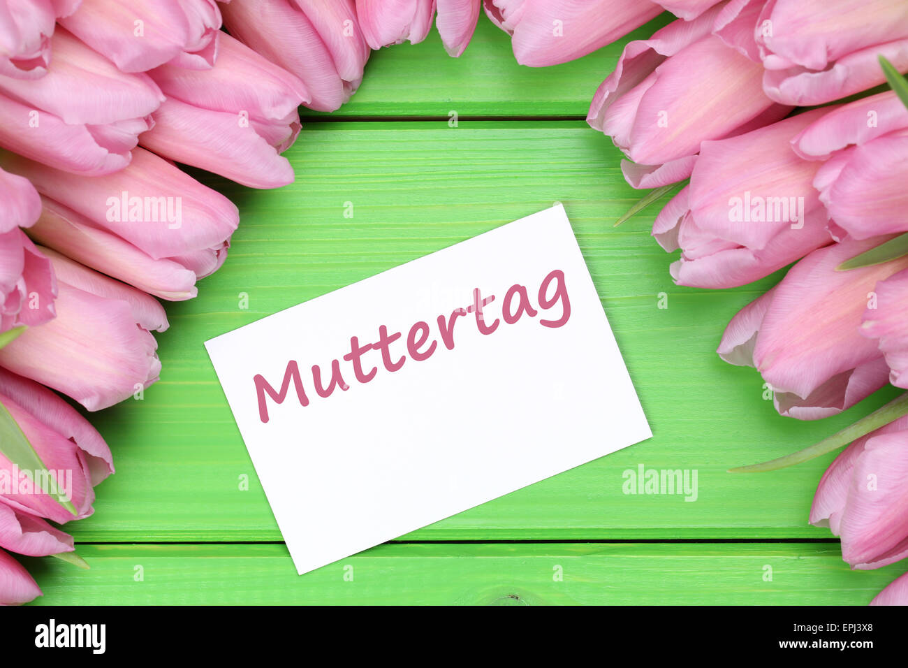 Tulpen Blumen zum Muttertag mit Karte Stock Photo - Alamy