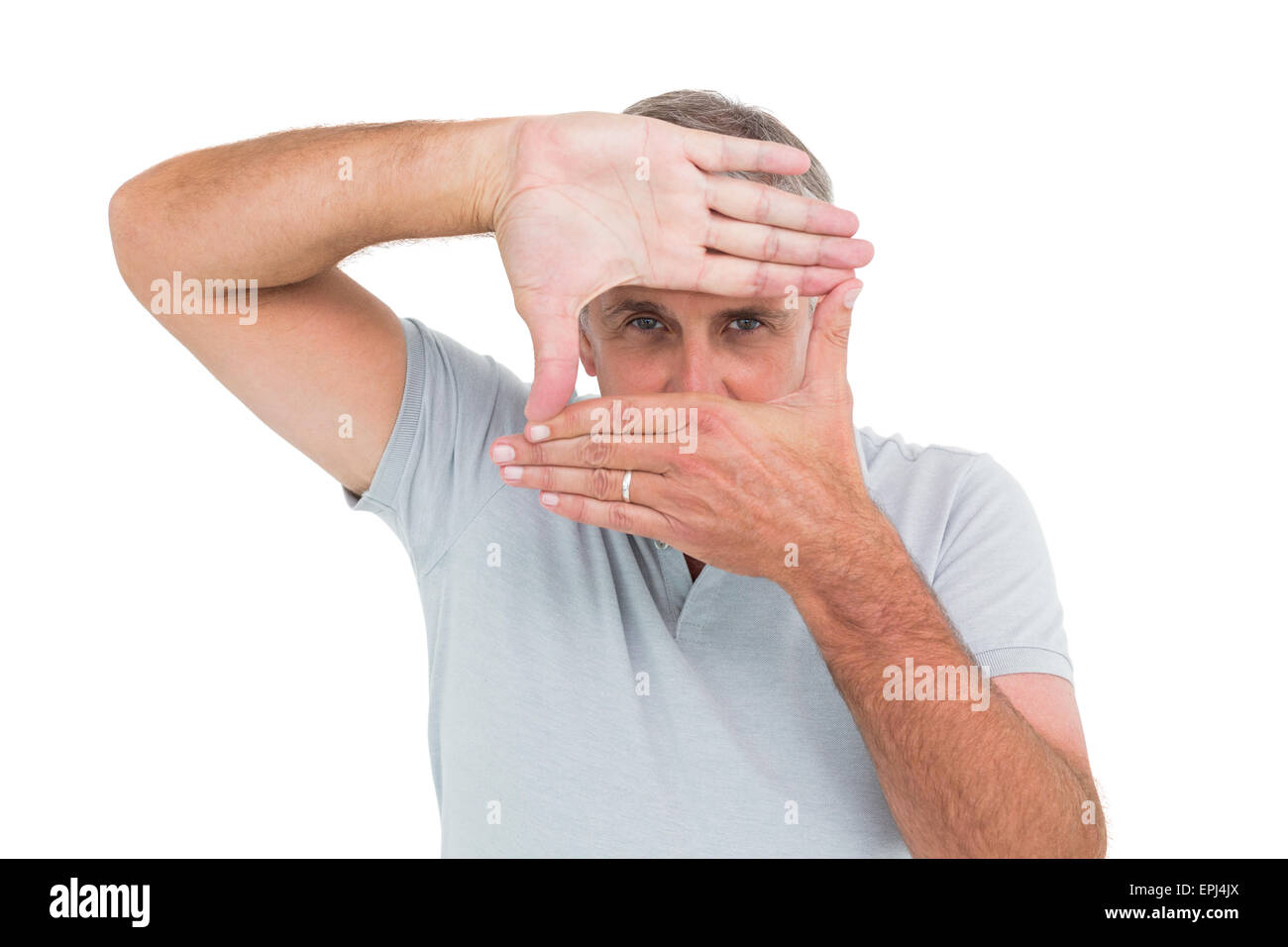 Casual man framing hands hi-res stock photography and images - Alamy