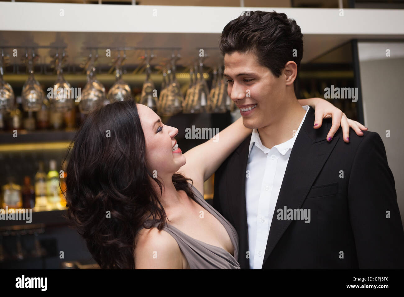 Cute couple slow dancing together Stock Photo - Alamy