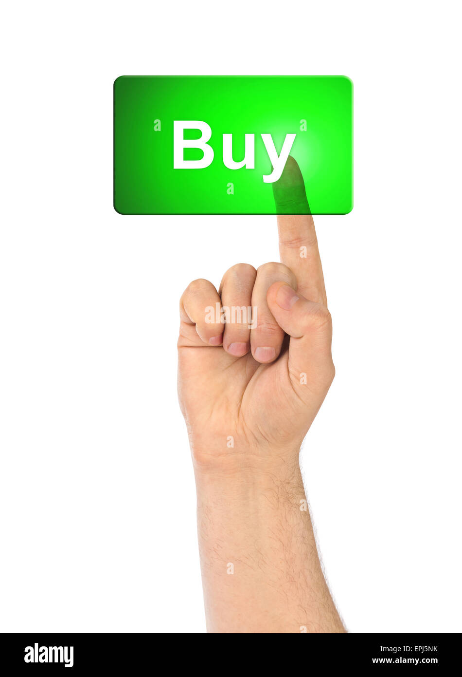 Hand and button Buy Stock Photo - Alamy