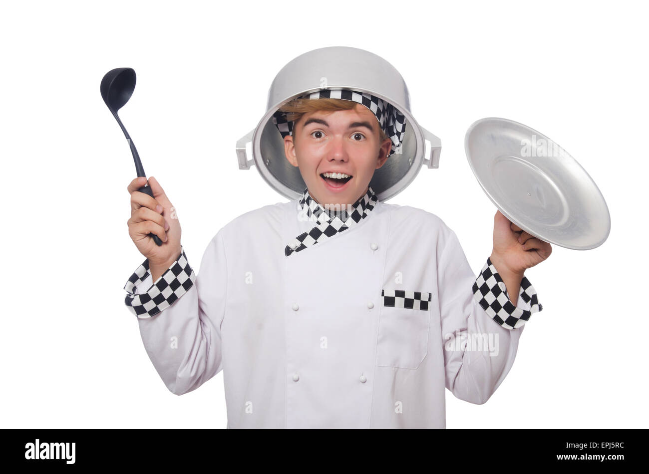 Funny male cook isolated on white Stock Photo - Alamy