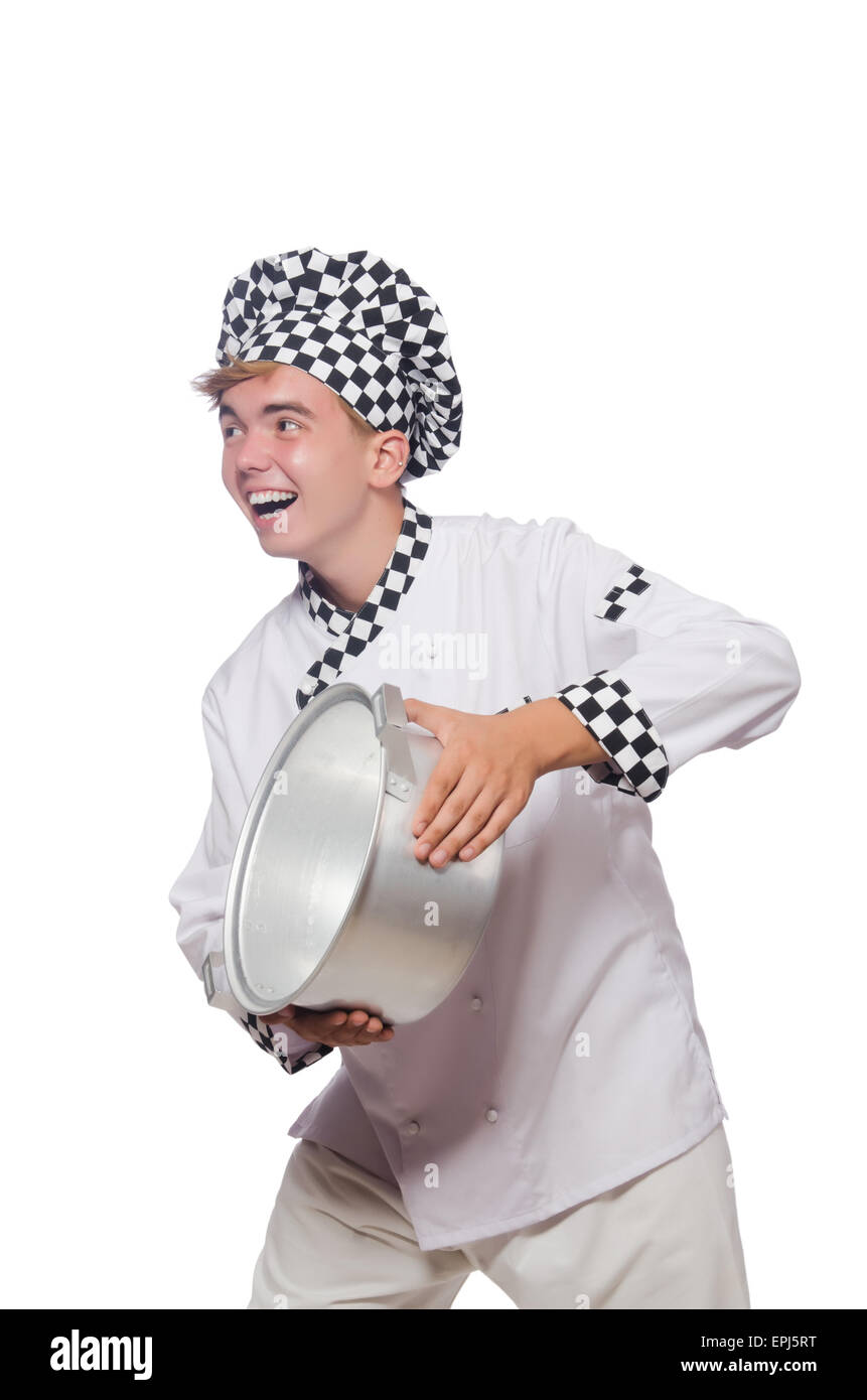Funny male cook isolated on white Stock Photo - Alamy
