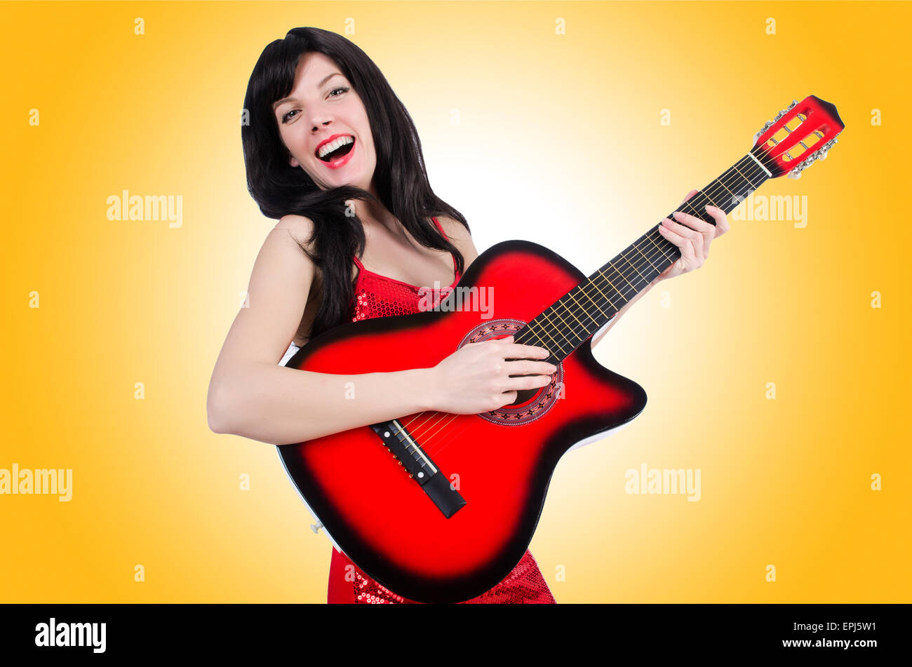 Young singer guitar on white Stock Photo - Alamy