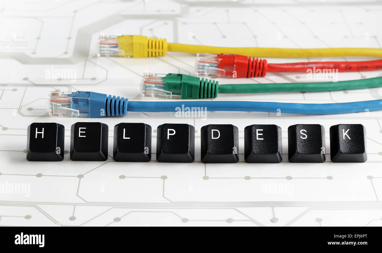 IT HELP, Assistance - HELP made of keyboard keys with colourful network ...