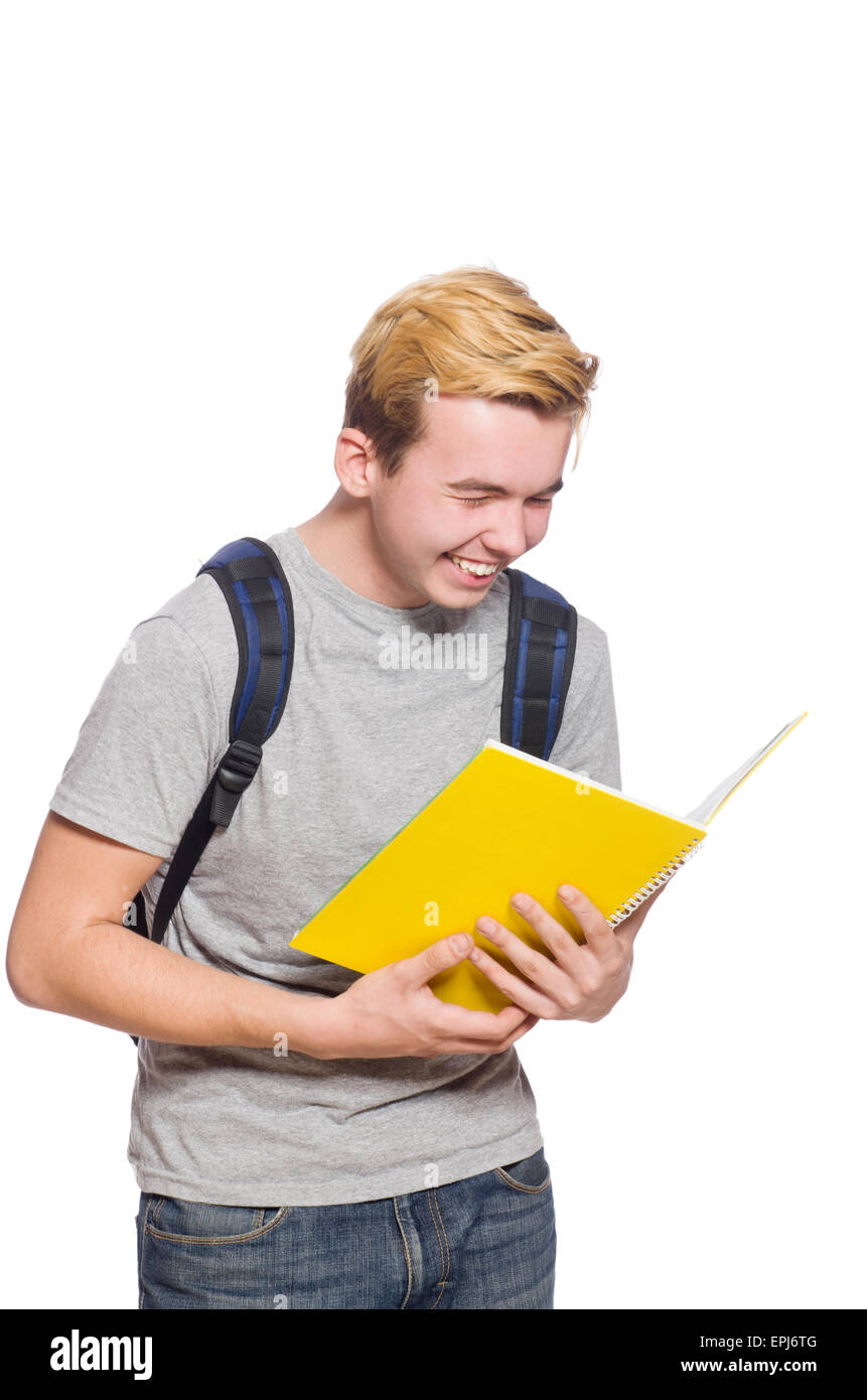 Student with books isolated on white Stock Photo - Alamy