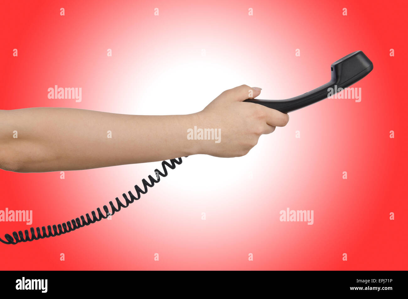 Hand with phone isolated on white Stock Photo - Alamy