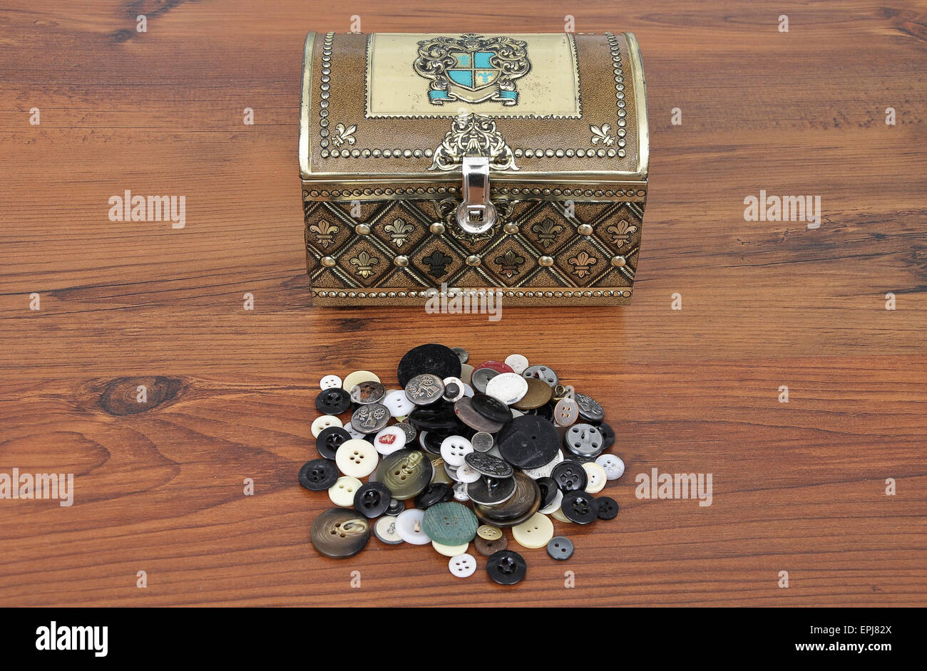 Casket with buttons Stock Photo - Alamy