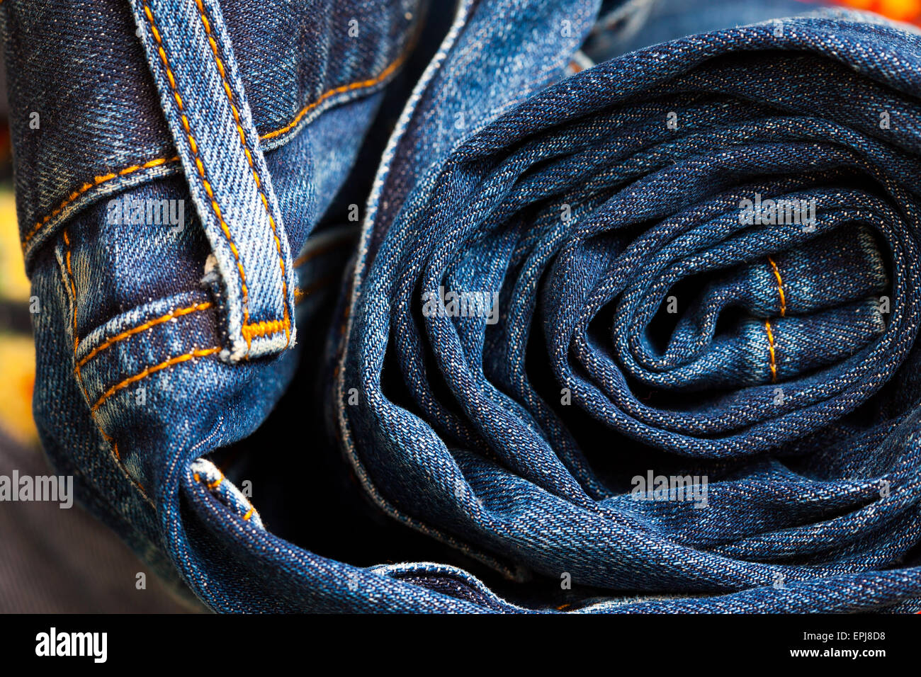 rolled jeans trousers Stock Photo - Alamy