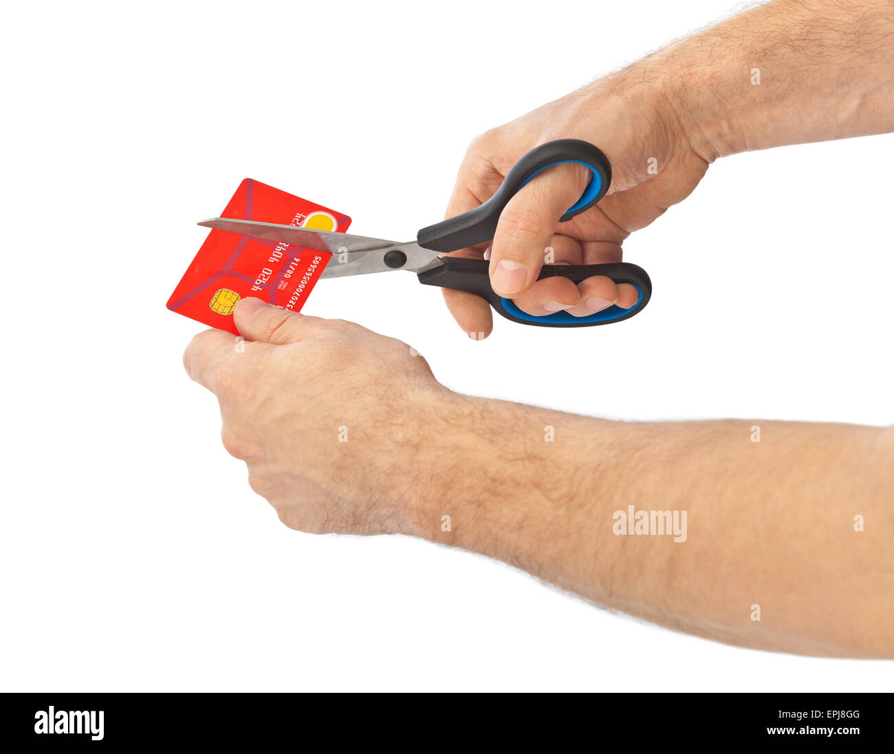 Scissors cutting old credit card Stock Photo - Alamy