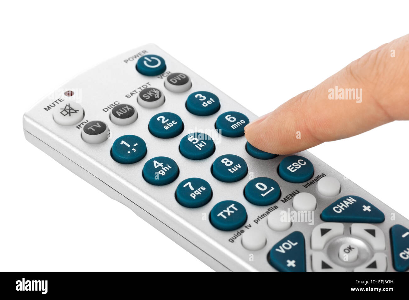 Hand with remote control Stock Photo - Alamy