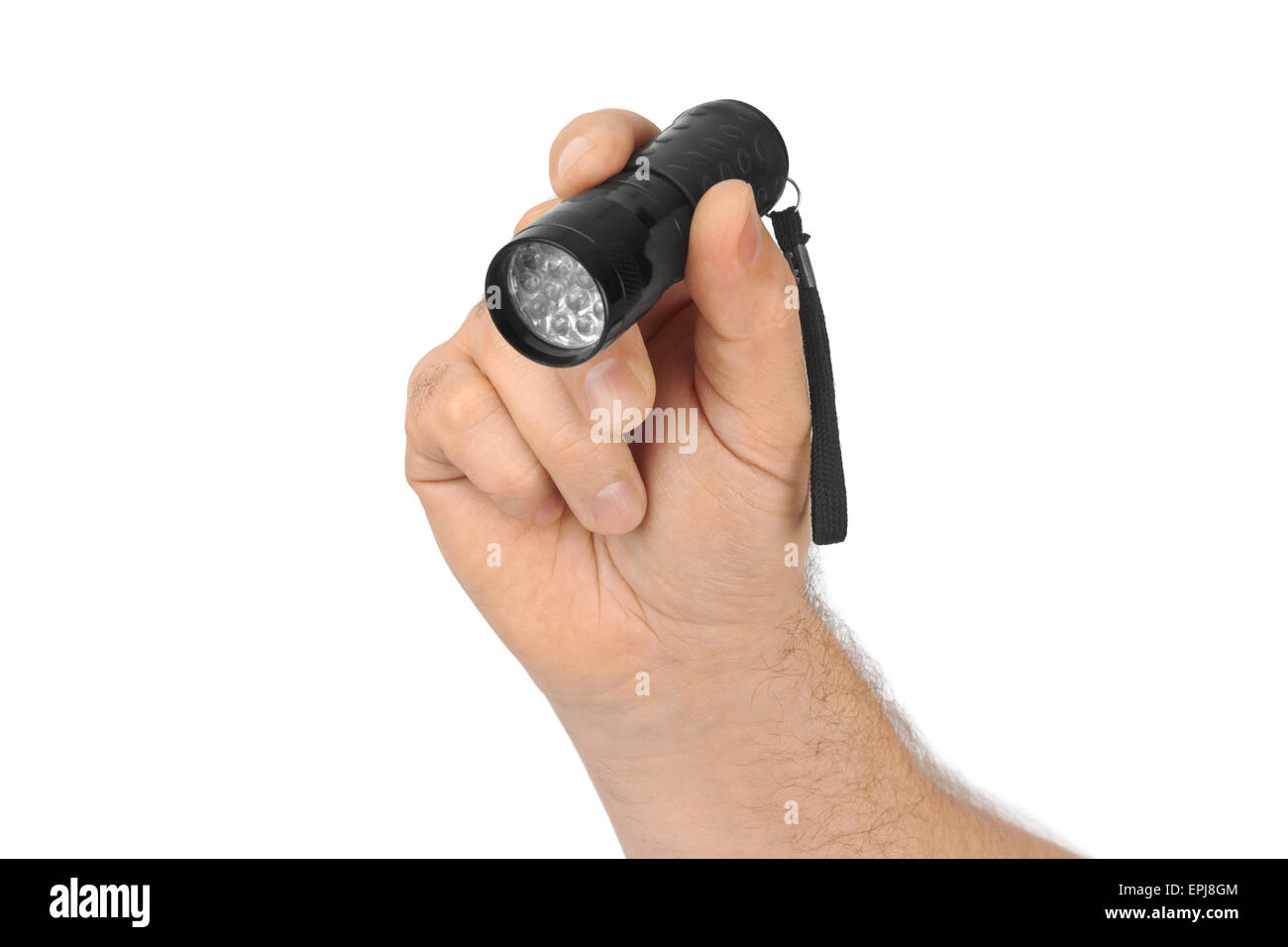 Flashlight in hand Stock Photo - Alamy