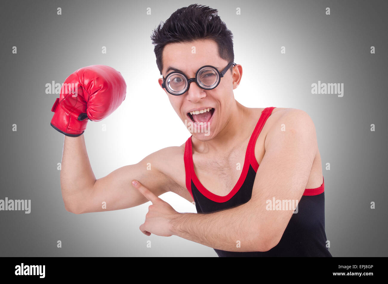 Funny boxer isolated on the white background Stock Photo - Alamy