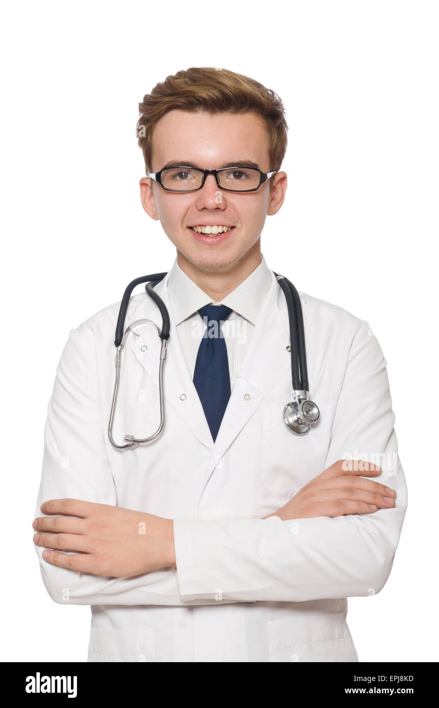 Funny doctor isolated on white Stock Photo - Alamy