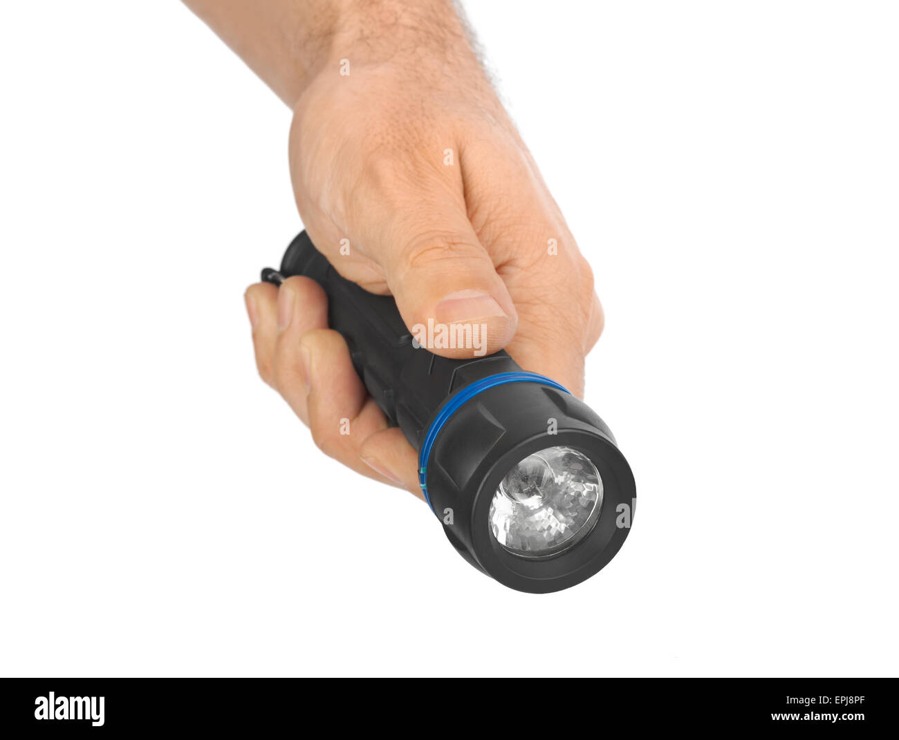 Flashlight in hand Stock Photo - Alamy