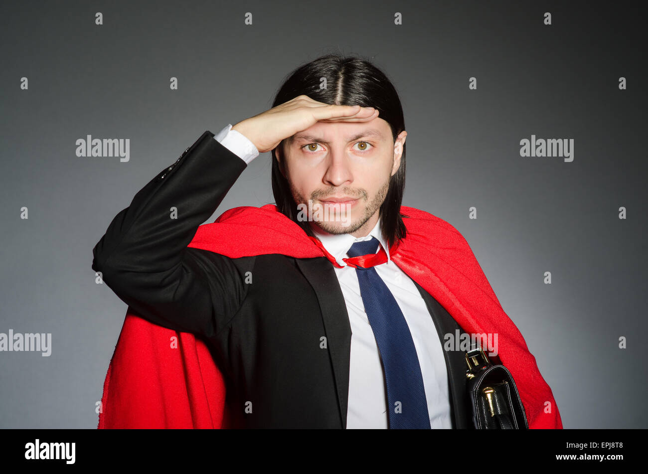 Man wearing red clothing in funny concept Stock Photo - Alamy