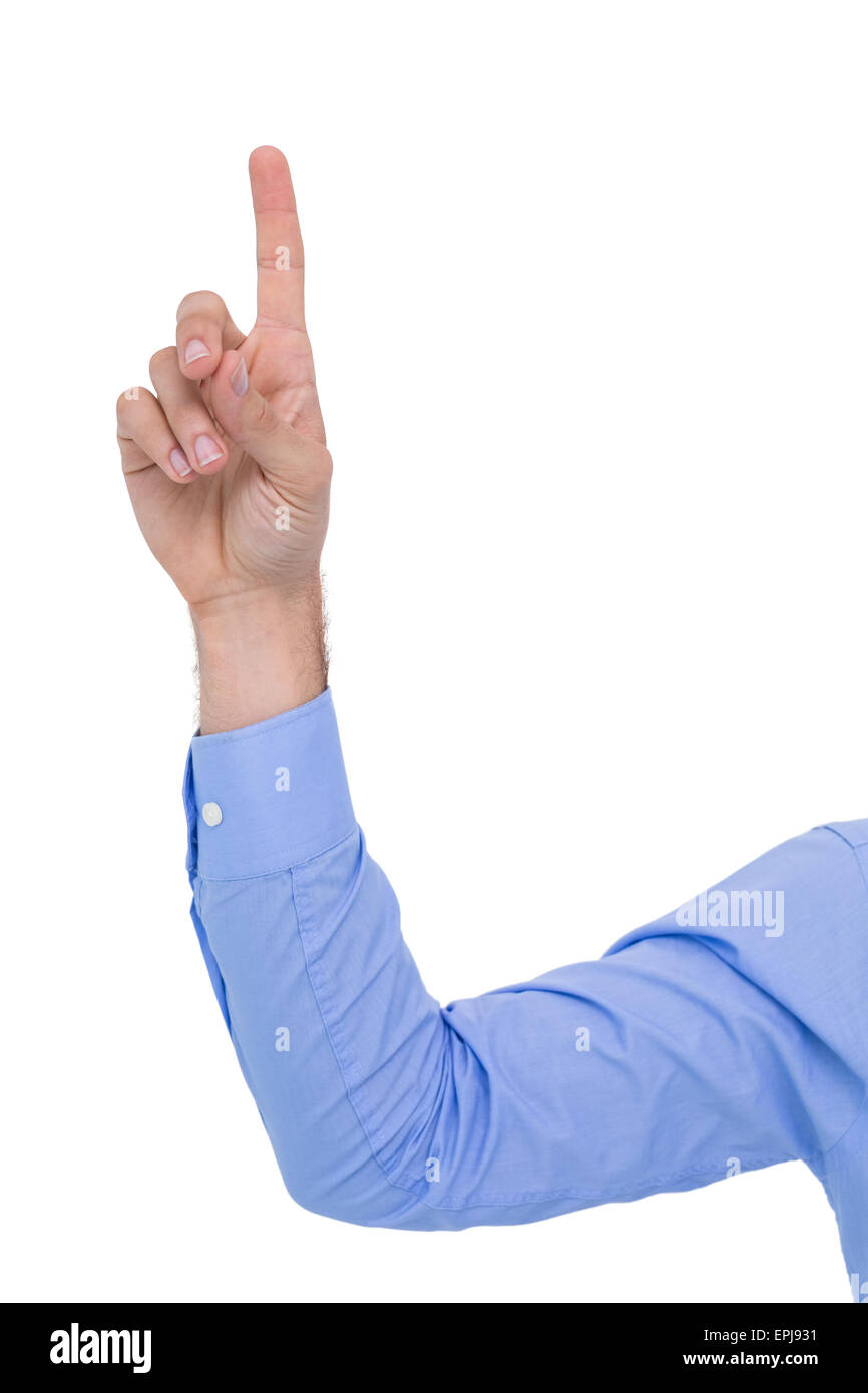 Businessman hand pointing something up Stock Photo - Alamy