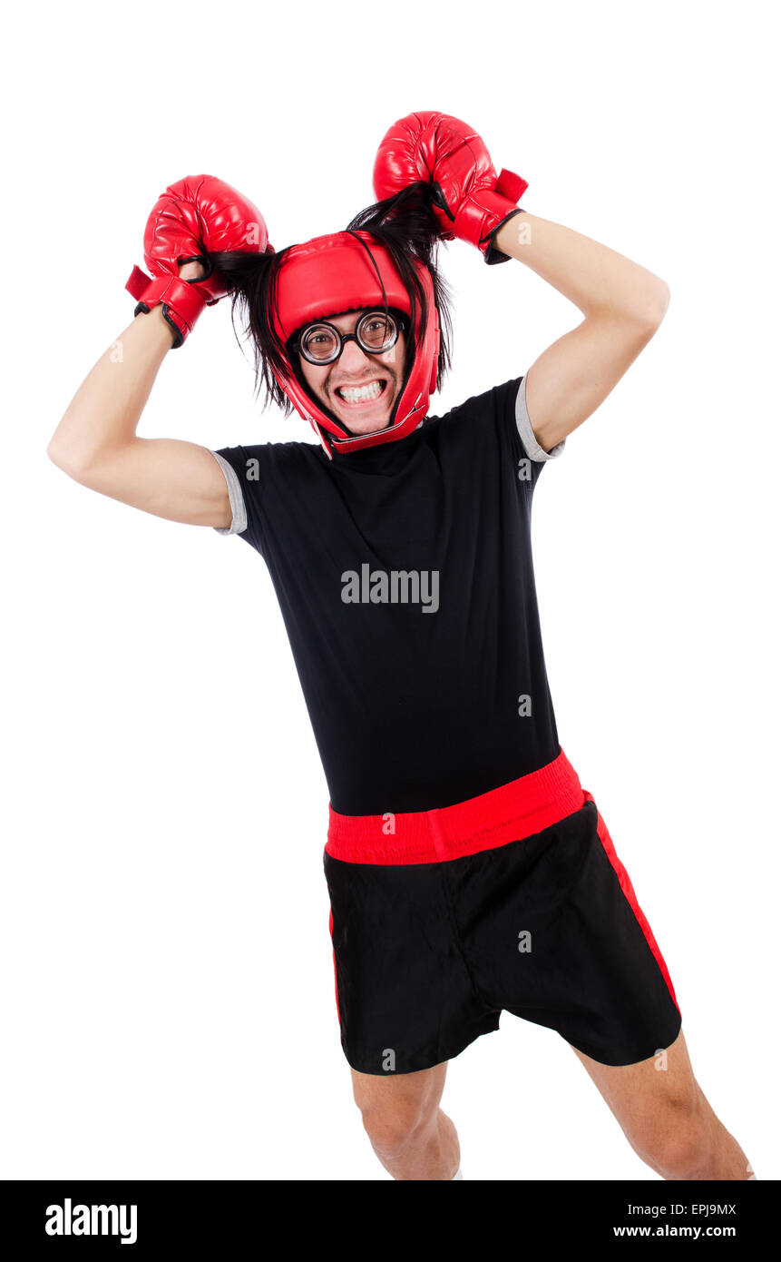 Funny boxer isolated on the white Stock Photo - Alamy