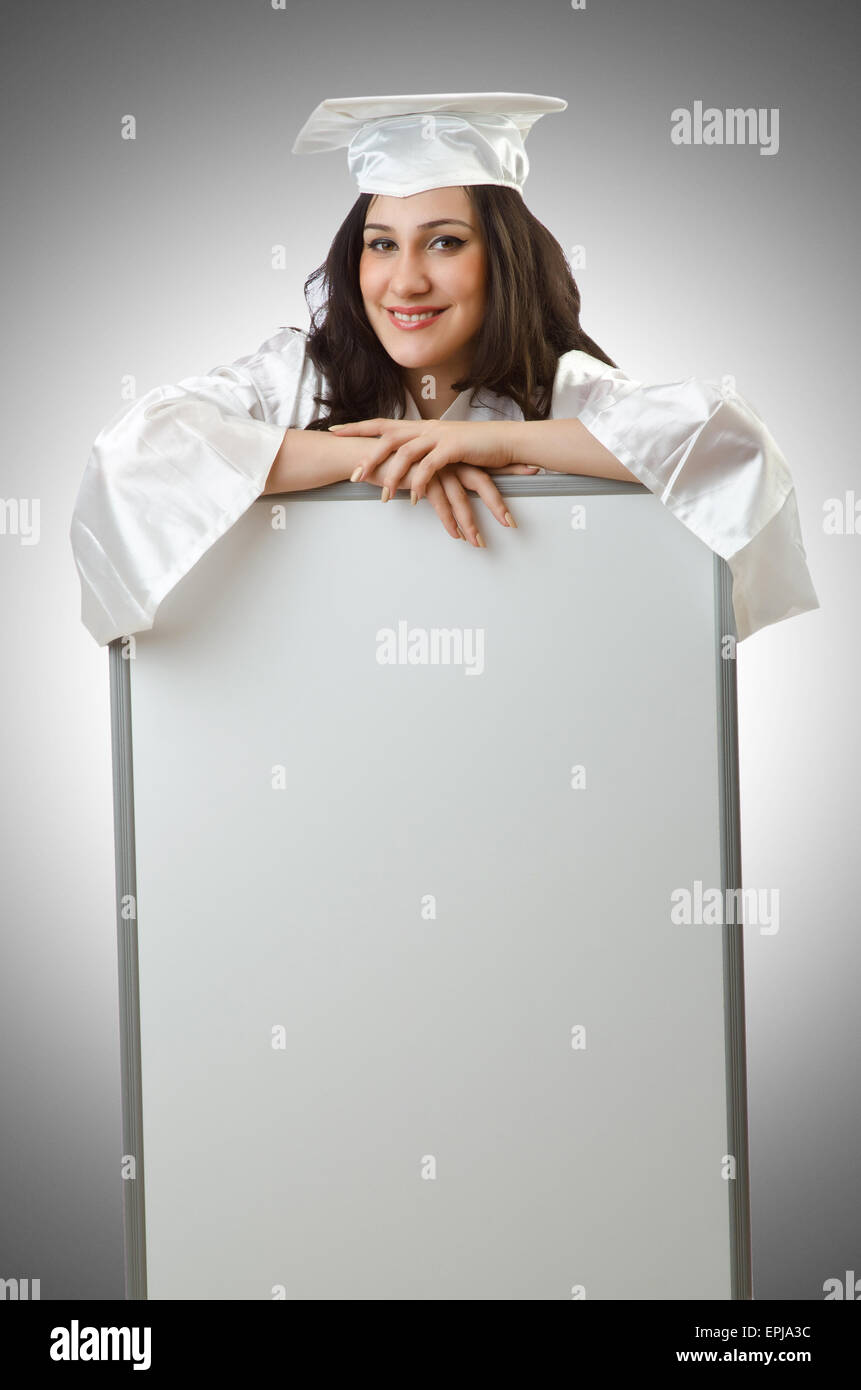 Young student with blank board Stock Photo - Alamy