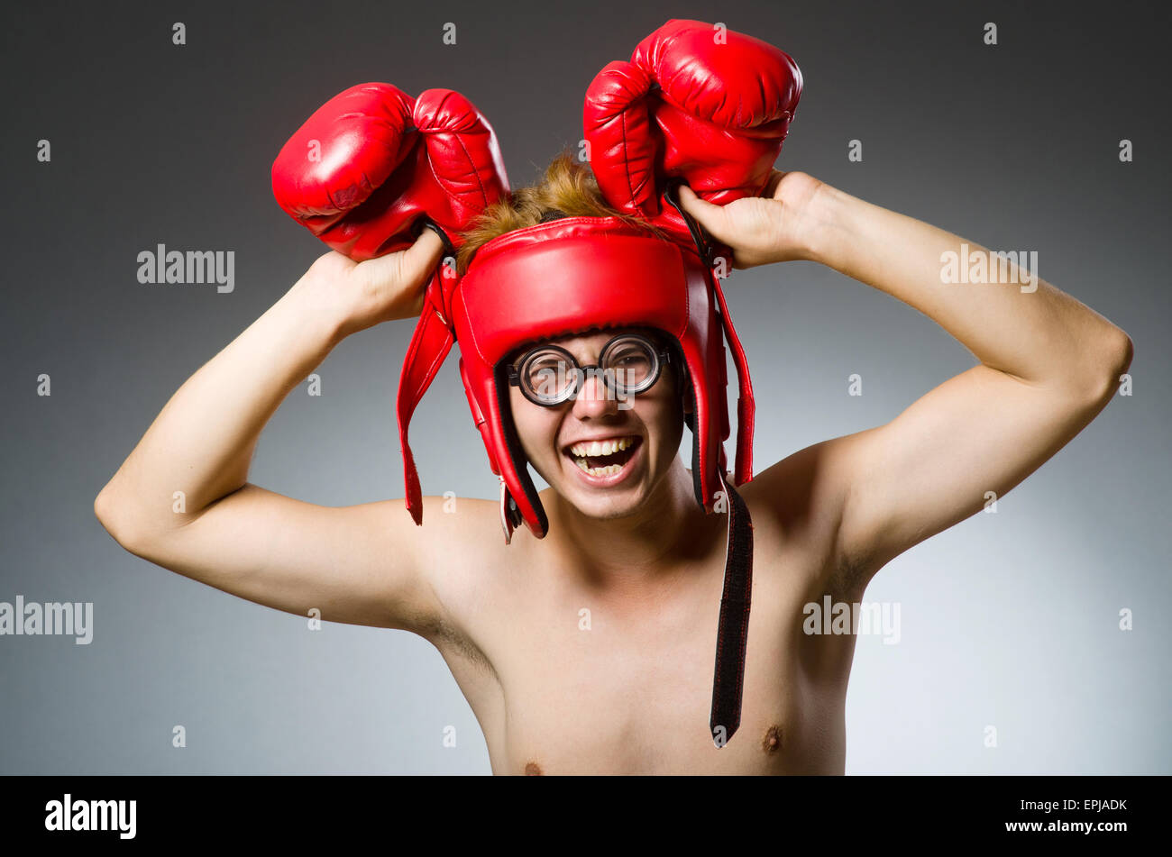 Funny boxer against dark background Stock Photo - Alamy