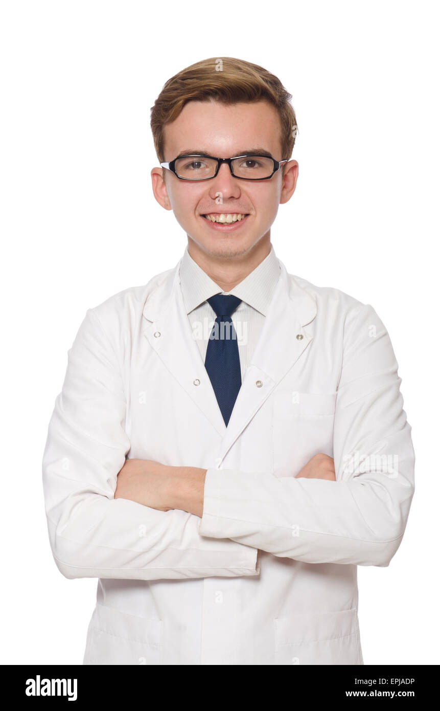 Funny doctor isolated on white Stock Photo - Alamy