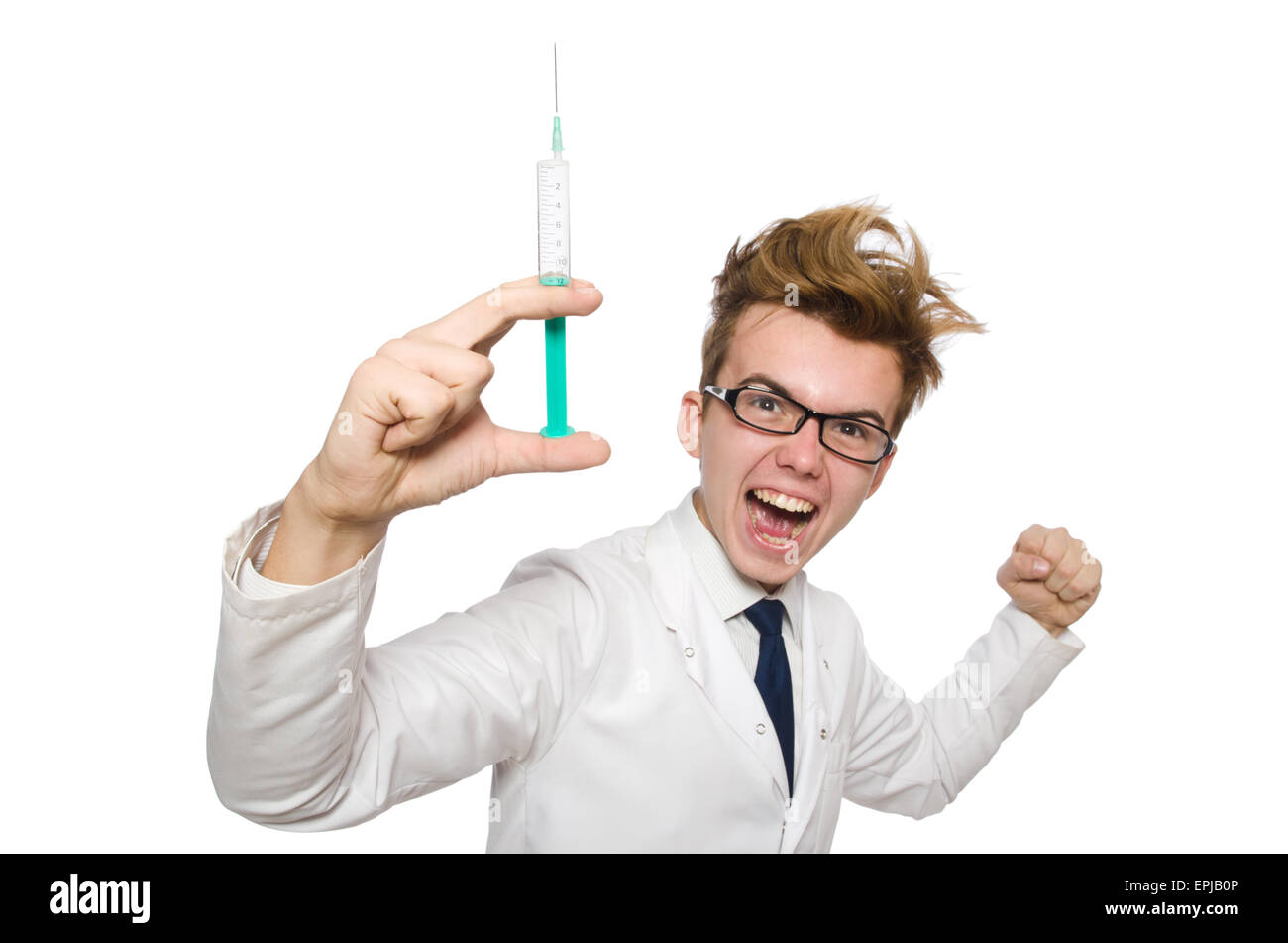 Funny doctor isolated on white Stock Photo - Alamy