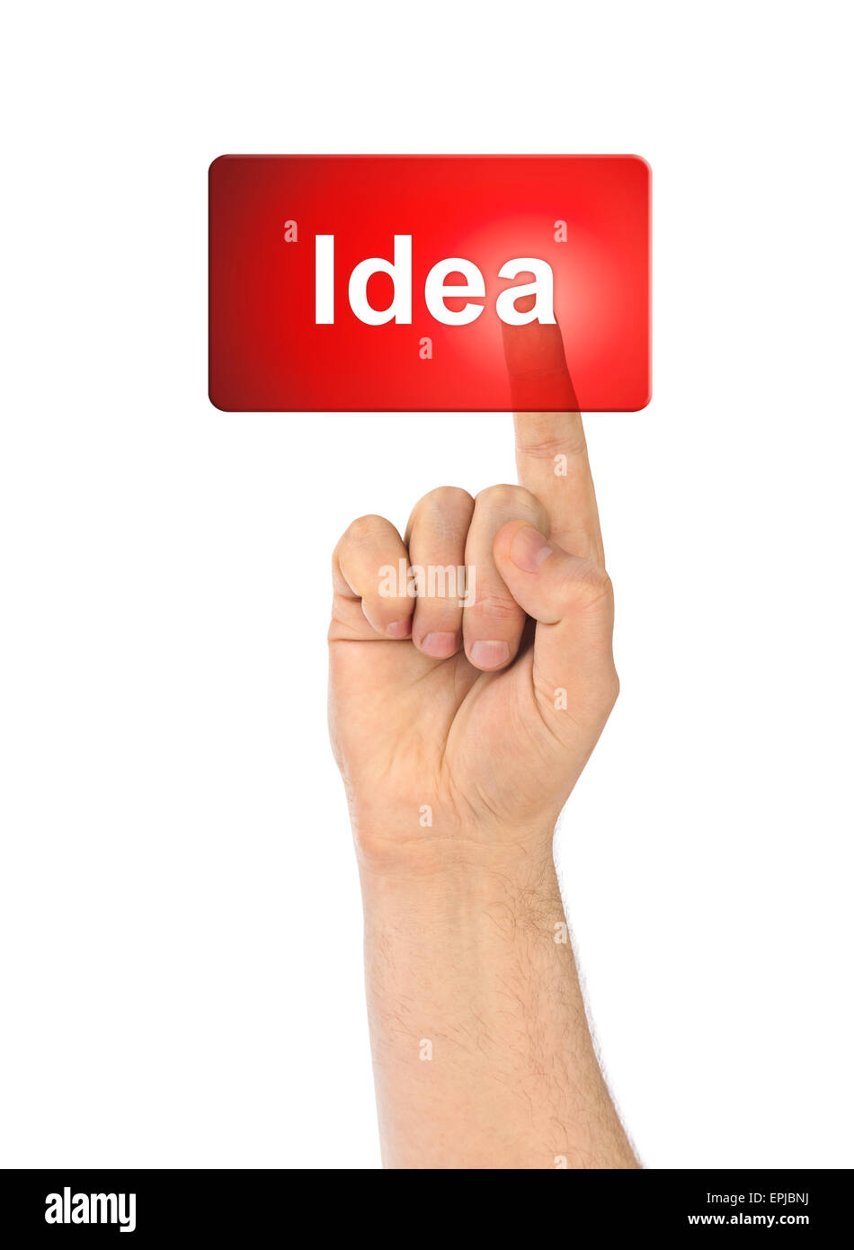 Hand and button Idea Stock Photo - Alamy