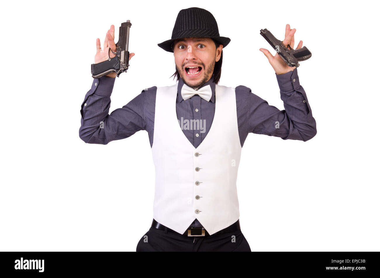 Man with gun isolated on the white Stock Photo - Alamy