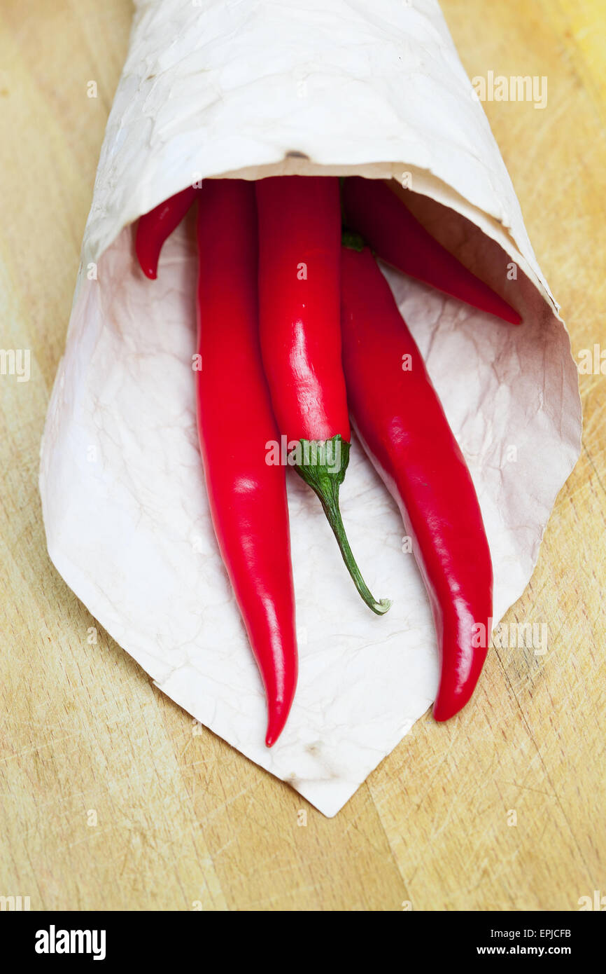 red hot chili peppers in paper bags Stock Photo - Alamy