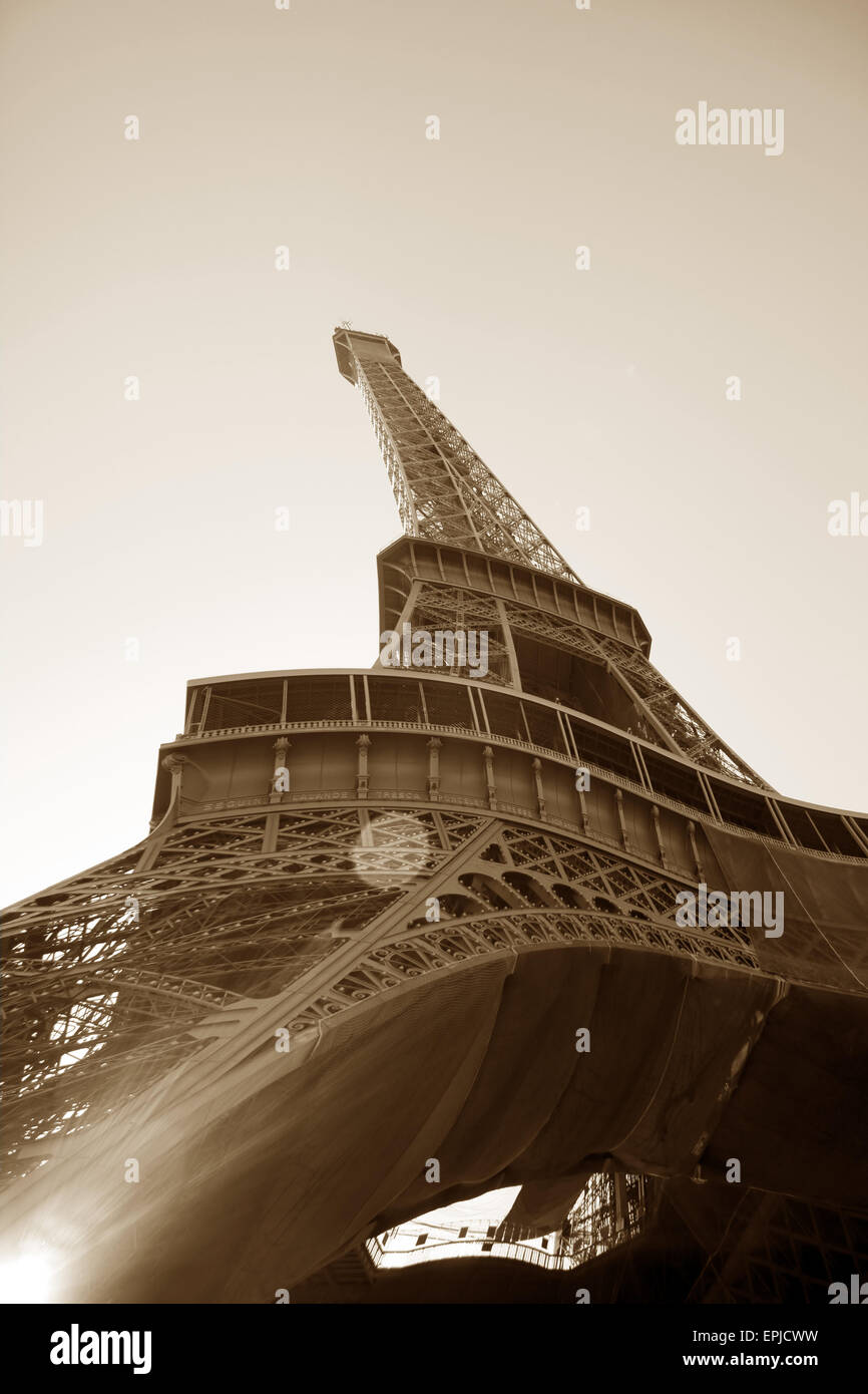 Eiffel tower paris angled hi-res stock photography and images - Alamy